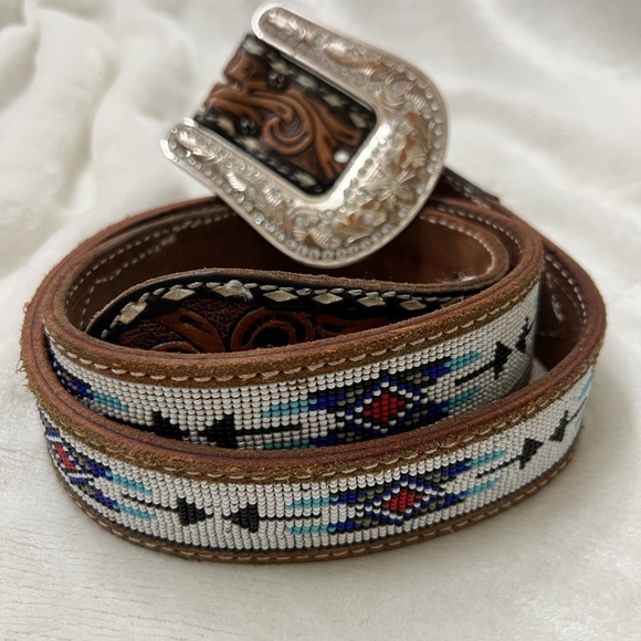 Angel Ranch | Accessories | Angel Ranch Beaded And Tooled Belt | Poshmark
